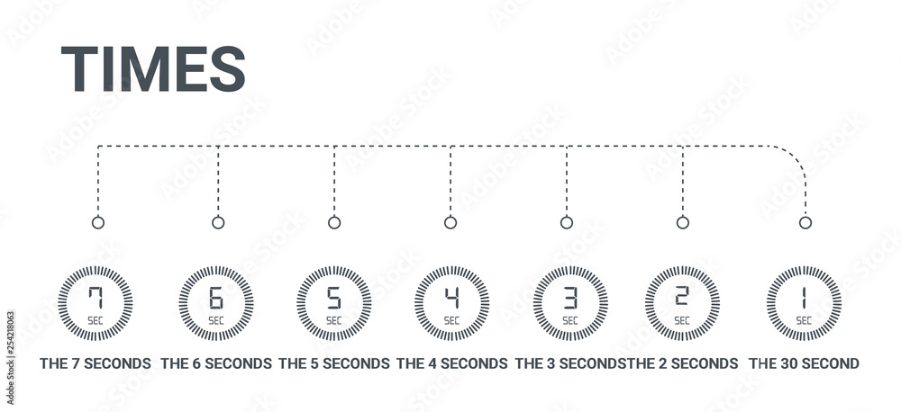 simple set of 7 icons such as the 30 second, the 2 seconds, the 3 ...