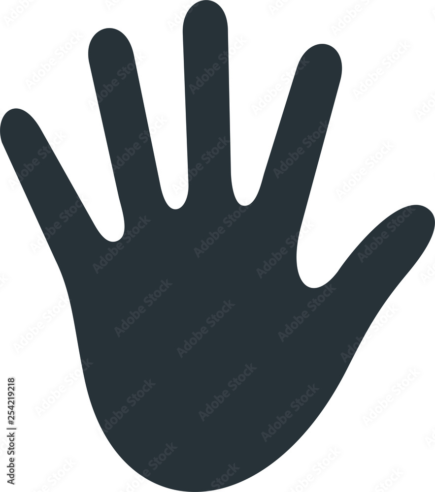 Hand palm vector black icon. Open hand flat vector illustration. Stock ...