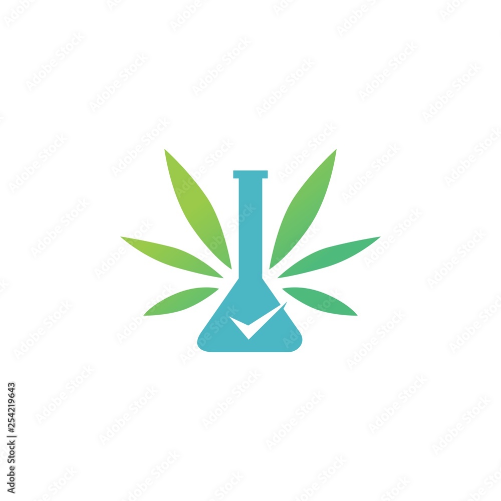 cannabis lab test check certified certificate logo icon illustration ...