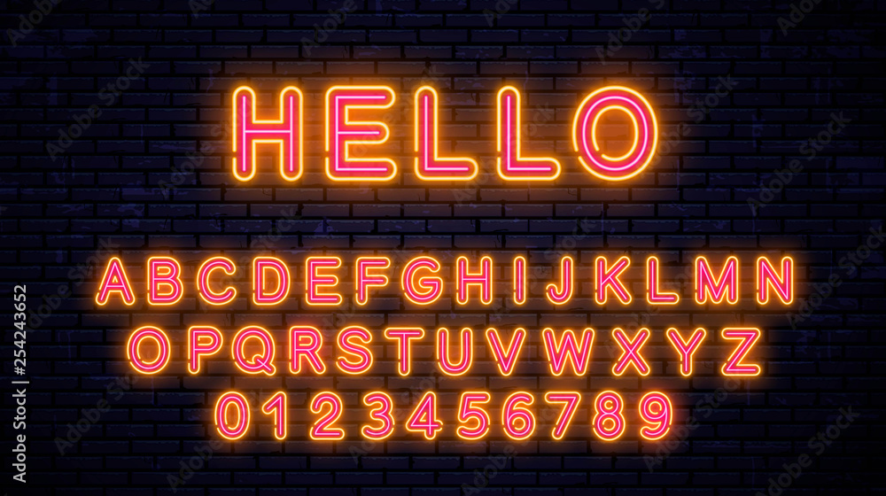 Neon beautiful yellow - red letters. Vector Illustration Stock Vector ...