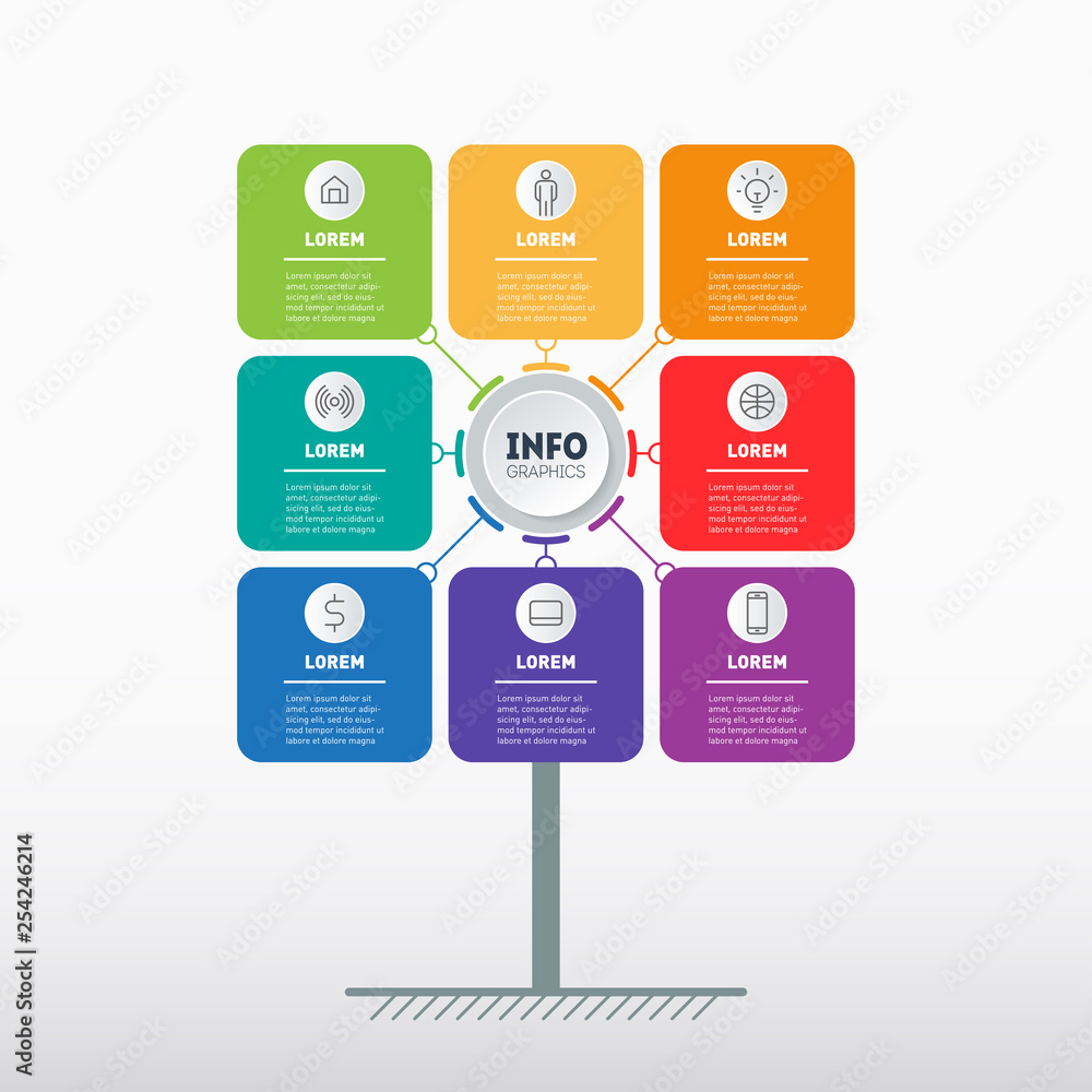 Business presentation or infographics concept with 8 options. Vector ...