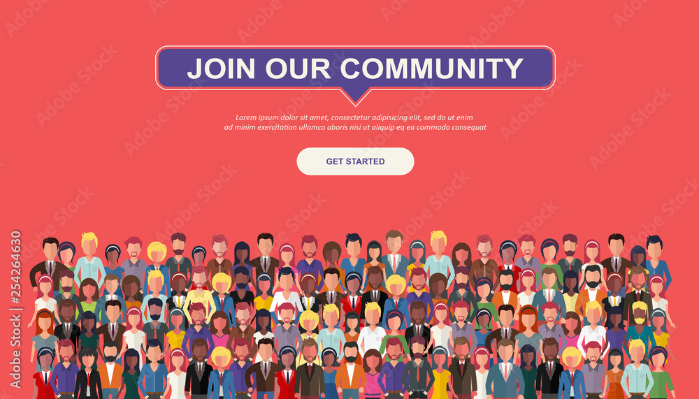 Join our community. Crowd of united people as a business or creative ...