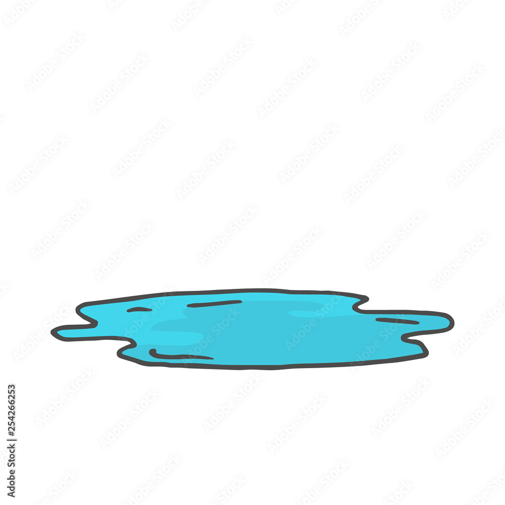 Cartoon color doodle wet puddle. Vector illustration on white ...