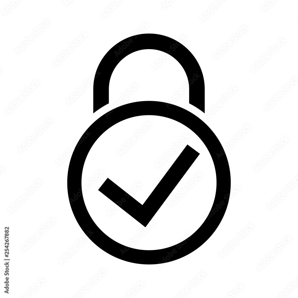 Lock icon design. Padlock with check mark symbol vector. Security ...