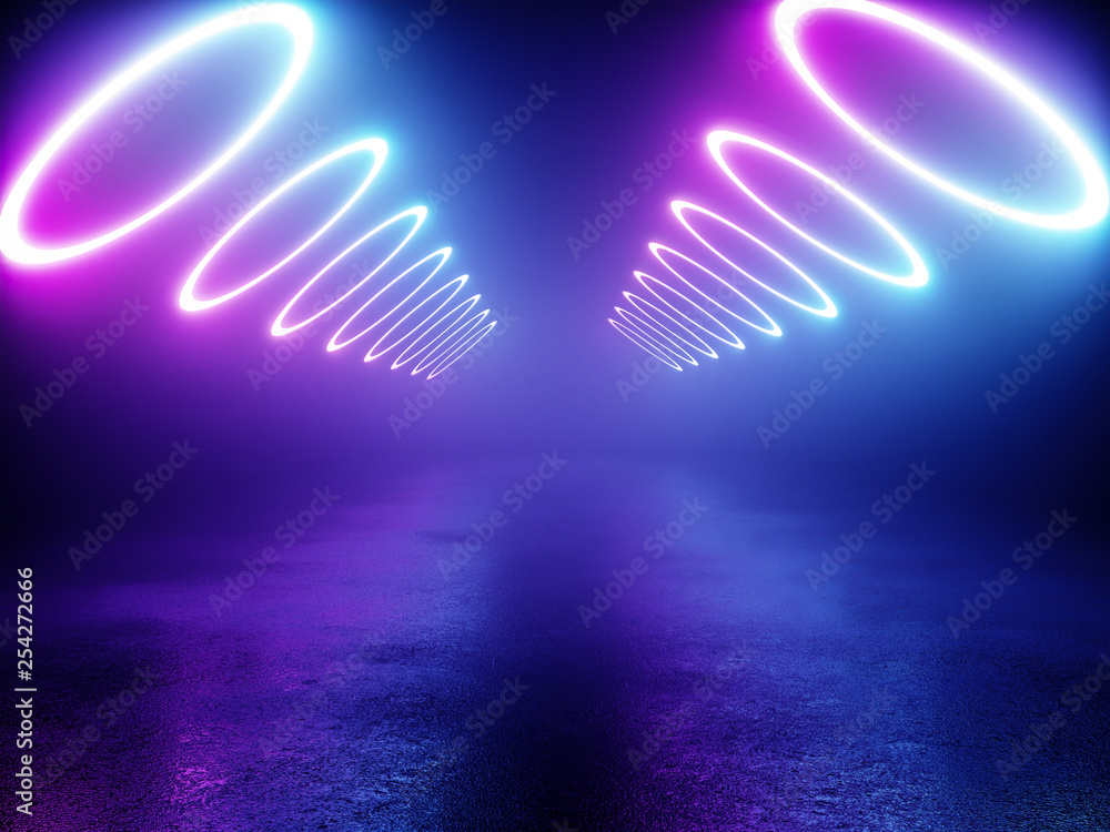 Cyberpunk background concept. Neon electronic background. 3d rendering ...