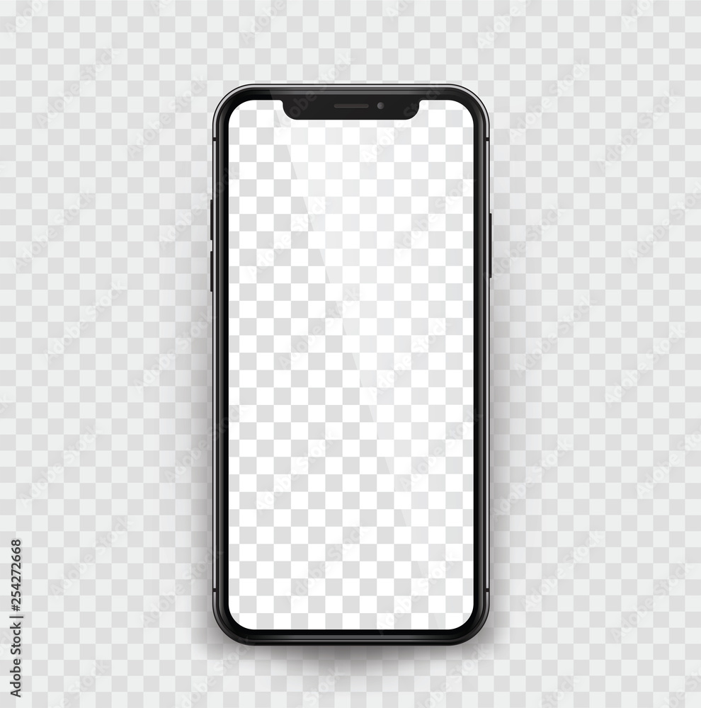 Black realistic smartphone on transparent background - stock vector ...