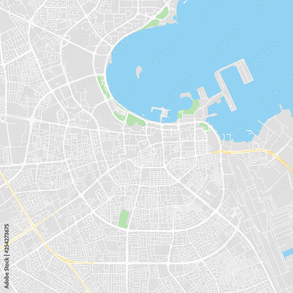 Downtown vector map of Doha, Qatar Stock Vector | Adobe Stock