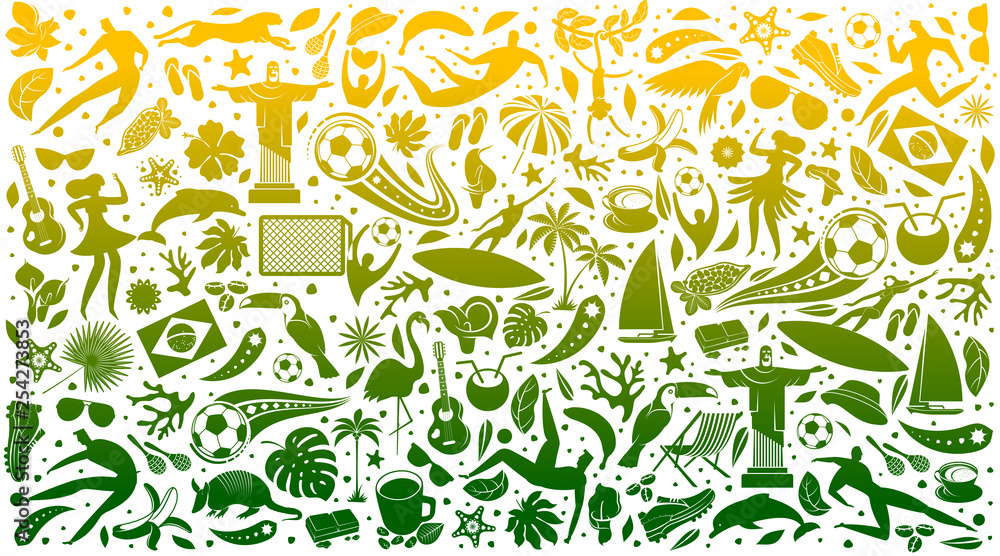 Vetor de Vector illustration colorful background. World of Brasil ...