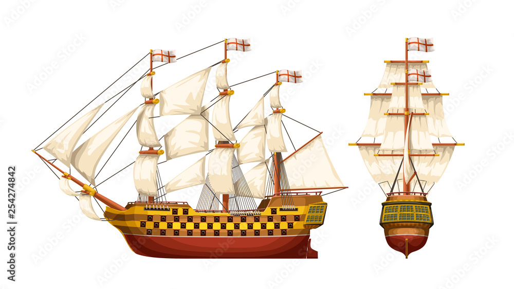 old war ship set Stock Vector | Adobe Stock
