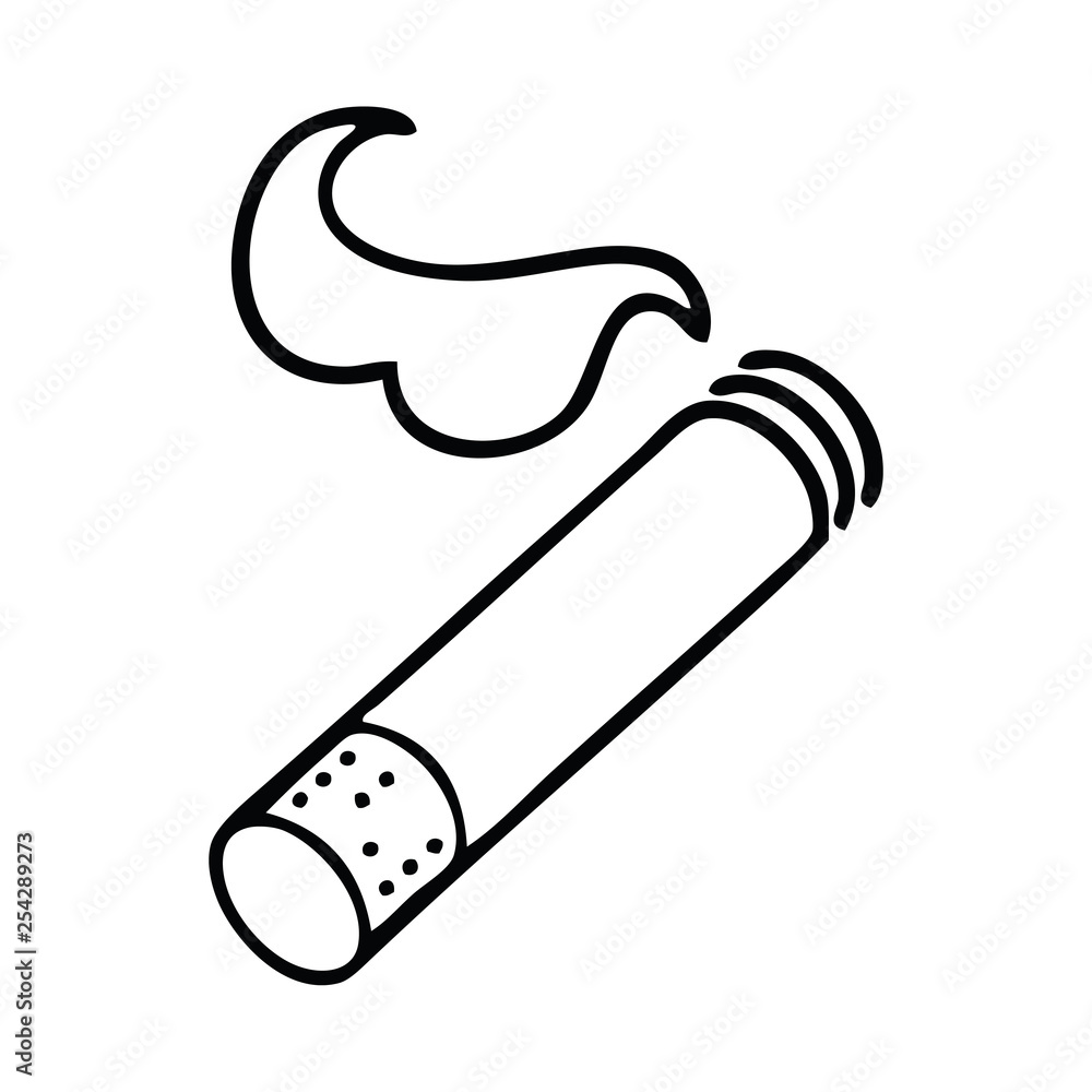 line drawing cartoon smoking cigarette Stock Vector | Adobe Stock
