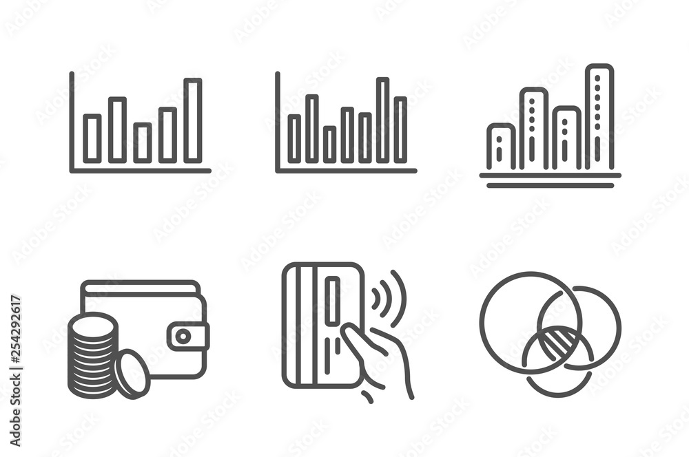 Payment method, Graph chart and Contactless payment icons simple set ...