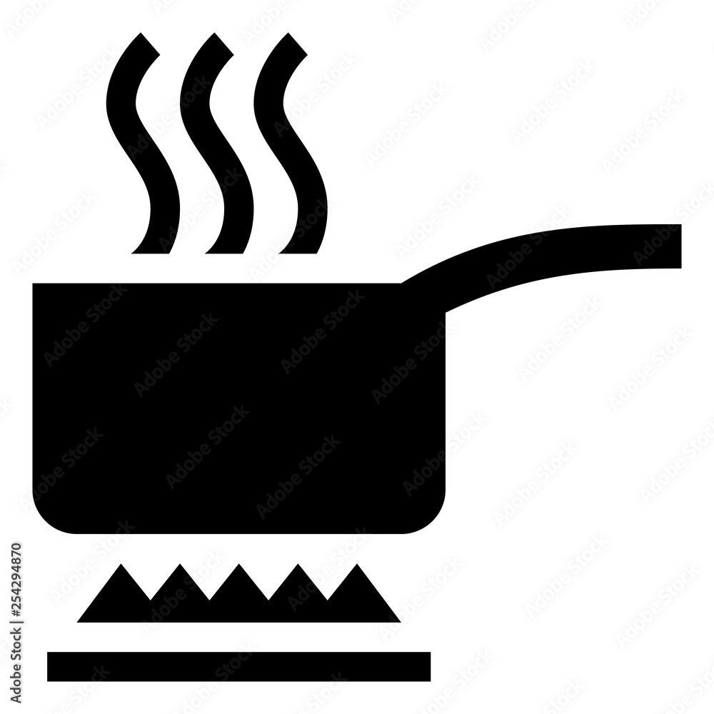 Boiling Pot With Steam Vector Icon Stock Vector | Adobe Stock