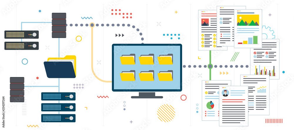 Data server, secure connection and file transfer. Cloud storage, backup ...