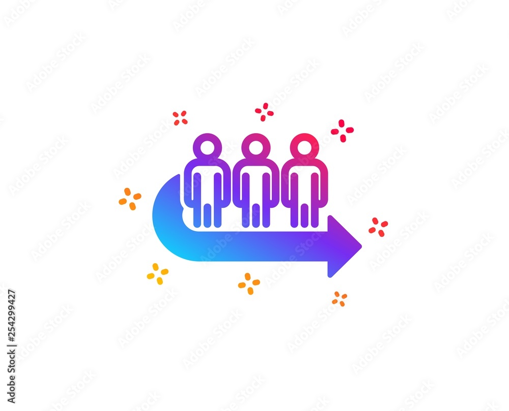 Queue icon. People waiting sign. Direction arrow symbol. Dynamic shapes ...
