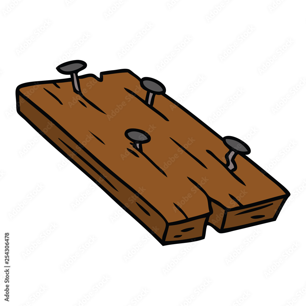cartoon doodle of nails in a board Stock Vector | Adobe Stock