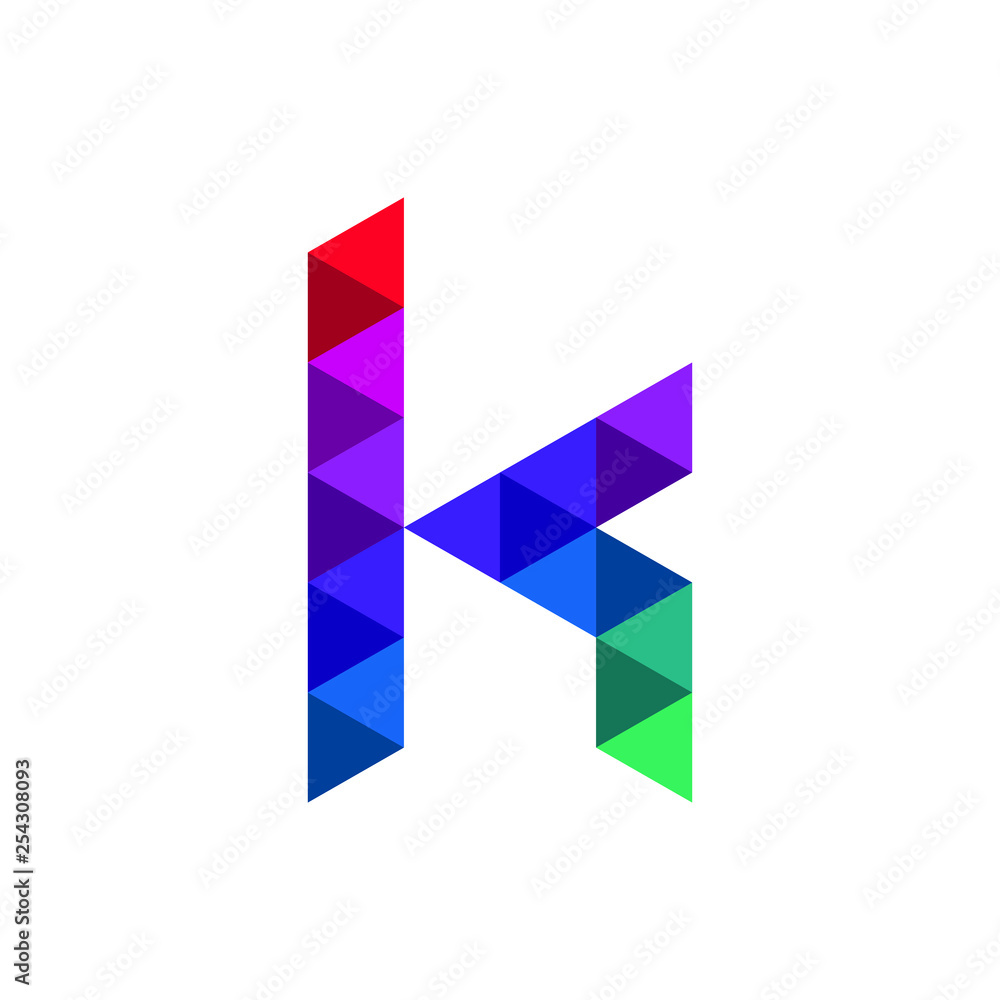 Letter k Geometric Colorful Polygon Font Alphabet Initial Logo Vector ...