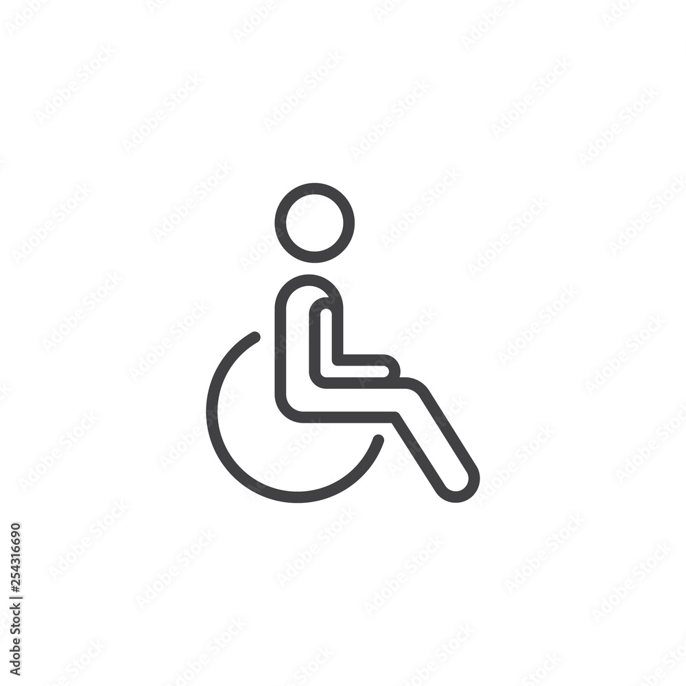 Wheelchair Handicap line icon. linear style sign for mobile concept and ...