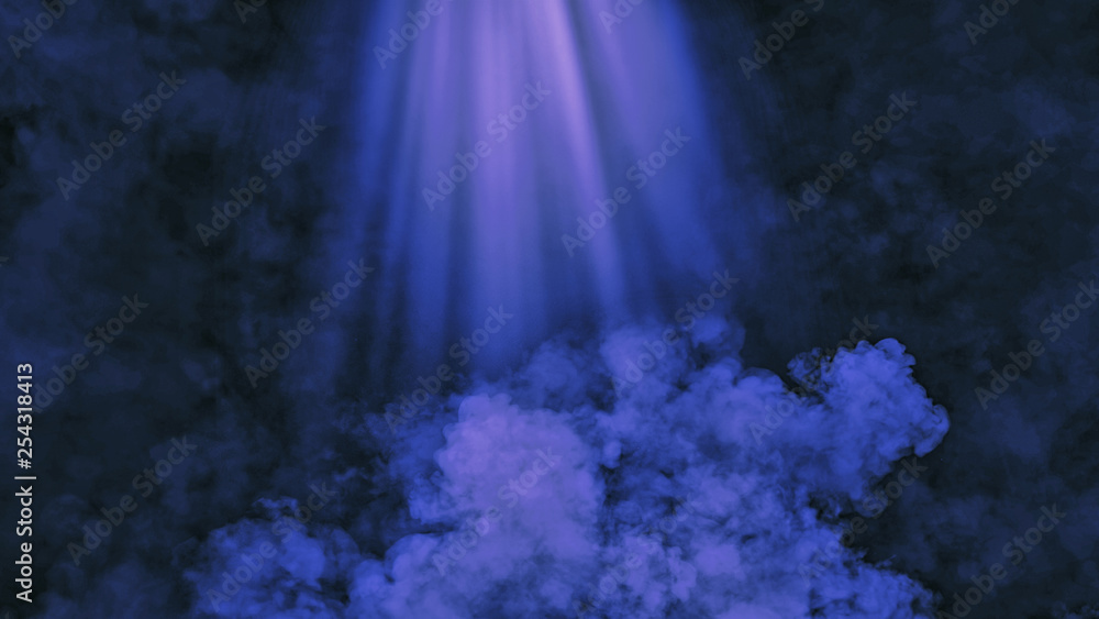 Abstract blue smoke with light effect. Lighting spotlighting texture ...