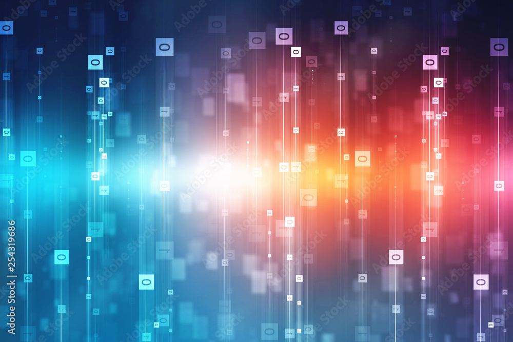 Binary Code Background, Digital Abstract technology background, flowing ...
