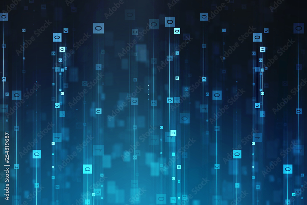 Binary Code Background, Digital Abstract technology background, flowing ...
