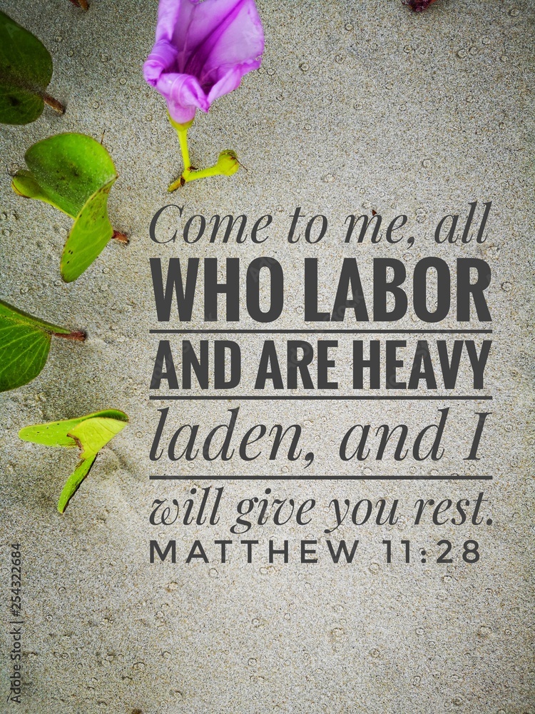 Come to Me bible verse design for Christianity with sandy beach ...