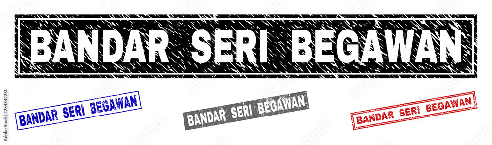 Grunge BANDAR SERI BEGAWAN rectangle stamp seals isolated on a white ...