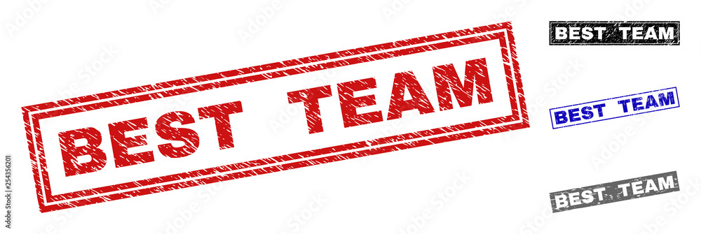Grunge BEST TEAM rectangle stamp seals isolated on a white background ...