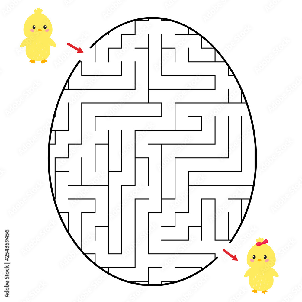 Maze game for preschool kids. Help the chick find right way to the his ...