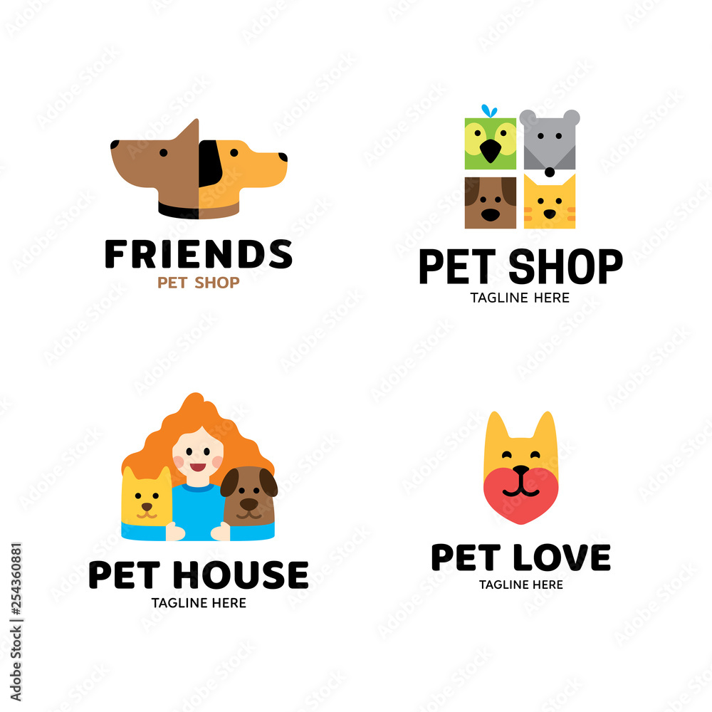 Vector Pet Logo Design Set Stock Vector | Adobe Stock