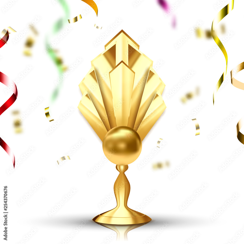 Golden Cup Vector. Gilded Metal Object. Leader Tag. Athlete Power ...