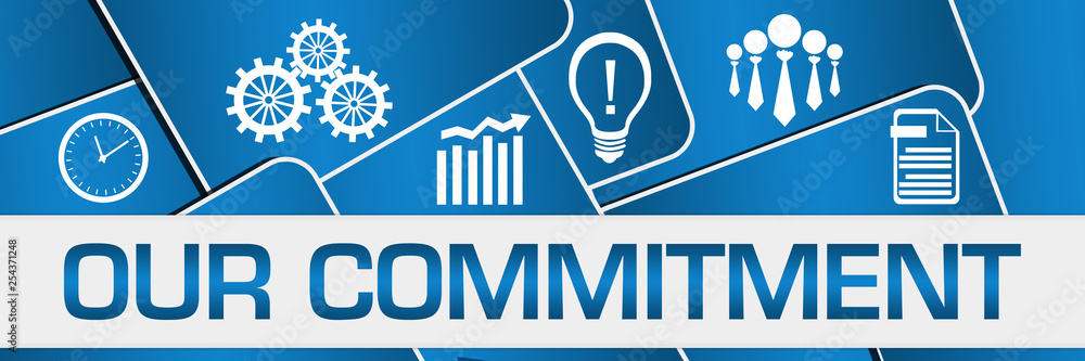 Our Commitment Blue Rounded Squares Texture Symbols Stock Illustration ...