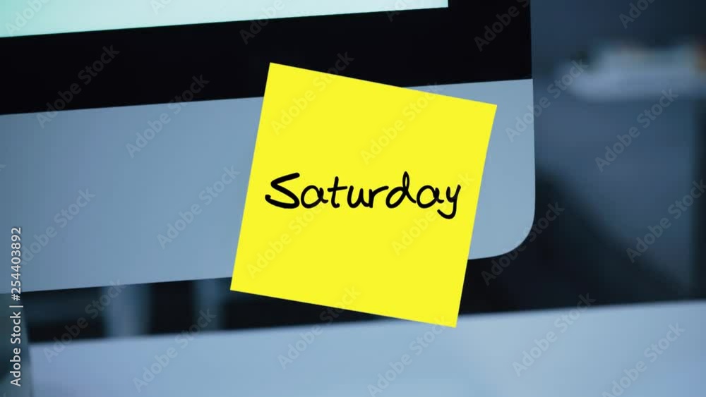 Saturday. Days of the week. The inscription on the sticker on the ...