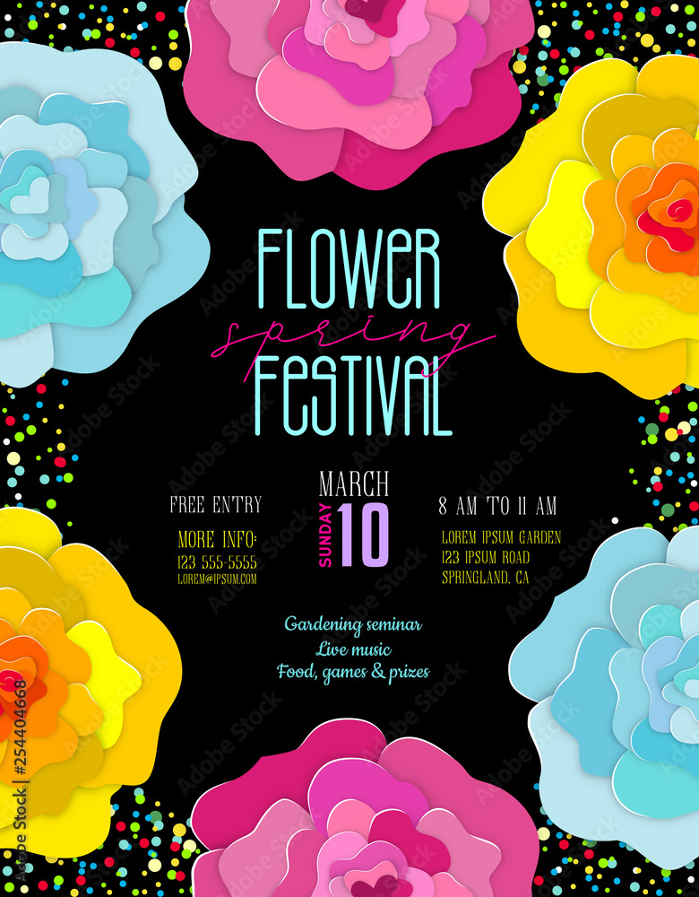 Flower spring festival creative poster template. Garden party layout ...