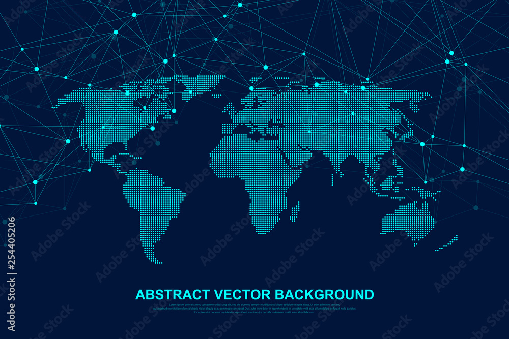 Global network connection concept. Big data visualization. Social ...