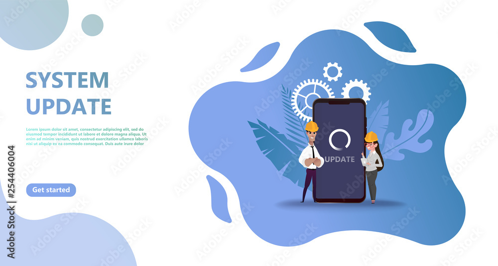 Maintenance update system upgrate concept. Characters design people ...