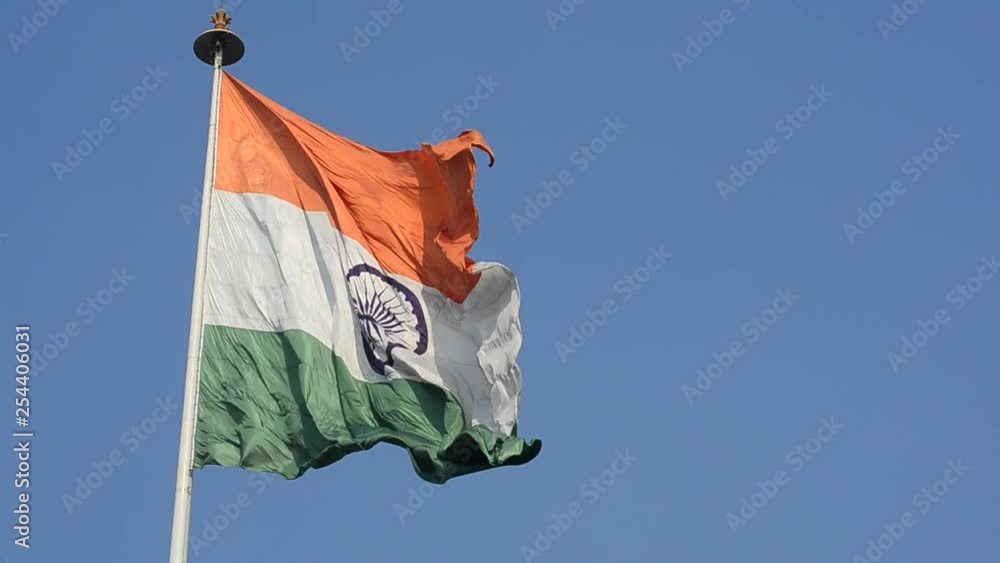 Indian National Flag, the tricolor fluttering and unfurling in the ...