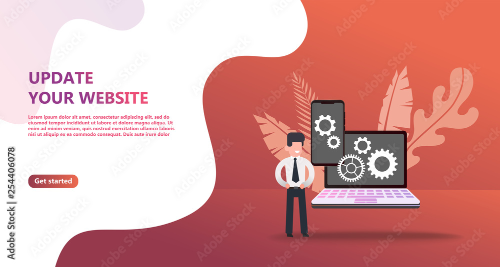 Maintenance update system upgrate concept. Characters design people ...