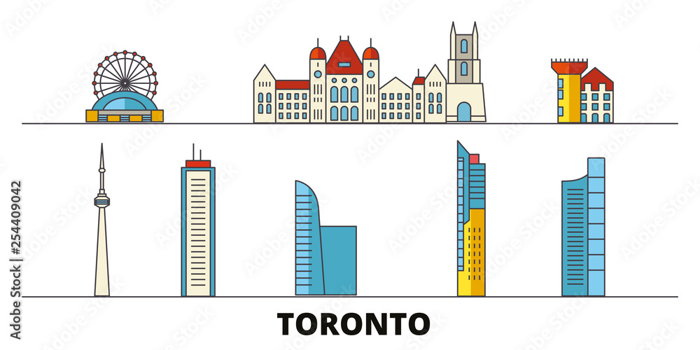 Canada, Toronto flat landmarks vector illustration. Canada, Toronto ...