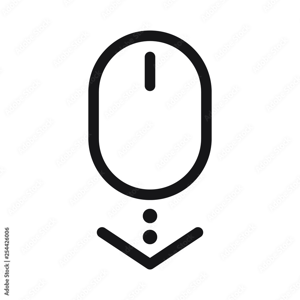 Scroll down vector icon, computer mouse symbol. Stock Vector | Adobe Stock