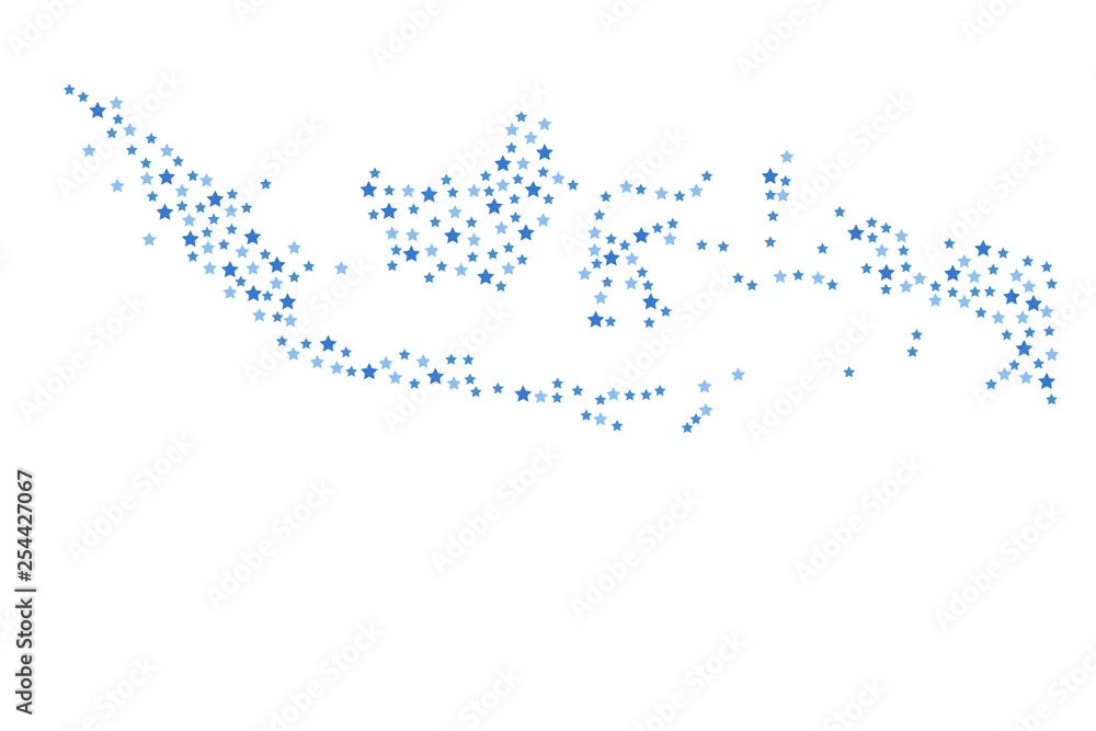 Indonesia map background with blue stars of different sizes vector ...