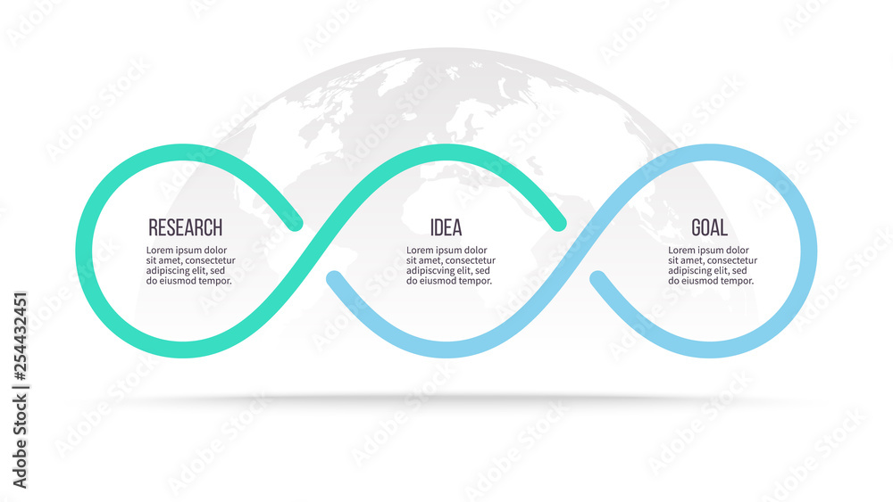 Business infographics. Timeline with 3 steps, options, loops. Vector ...