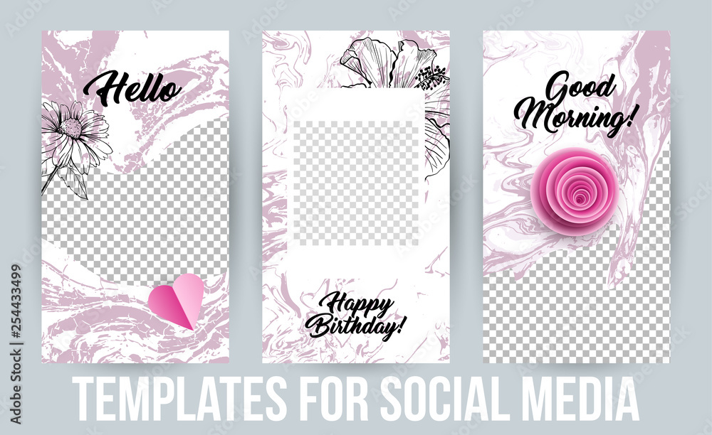 Insta Stories Creative Modern Photo Frames Pack. Design templates for ...