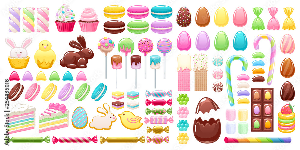 Colorful easter icons set vector illustration. Stock Vector | Adobe Stock