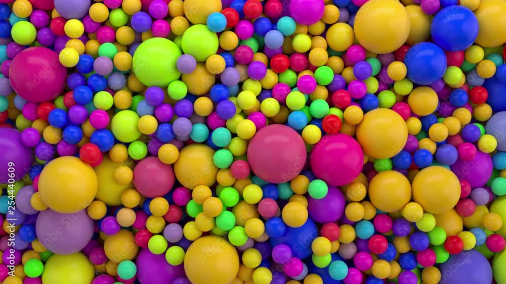 3d abstract render with shiny reflective balls. Simple shapes, random ...