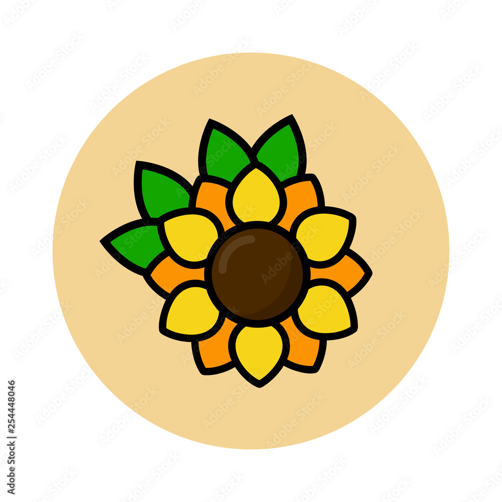 cartoon sunflower vector with leaves icon Stock Vector | Adobe Stock