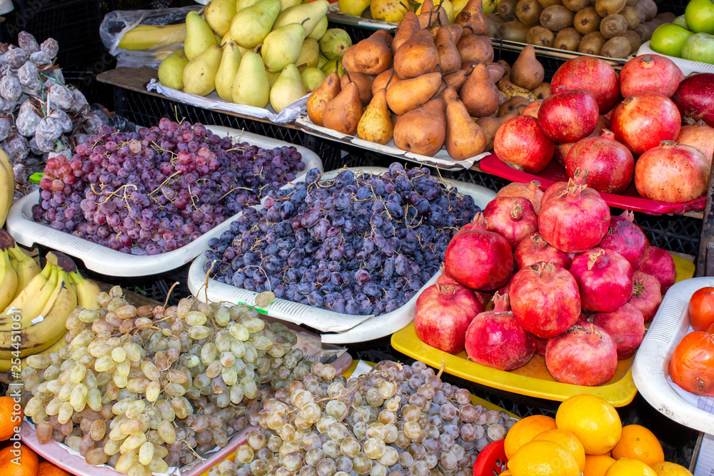 Georgia, the local bazaar. Selling fresh fruits and fruits ...