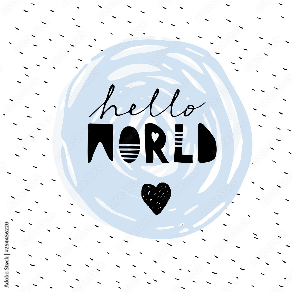 Simple Funny Abstract Baby Shower Vector Card. Blue Round Frame with ...