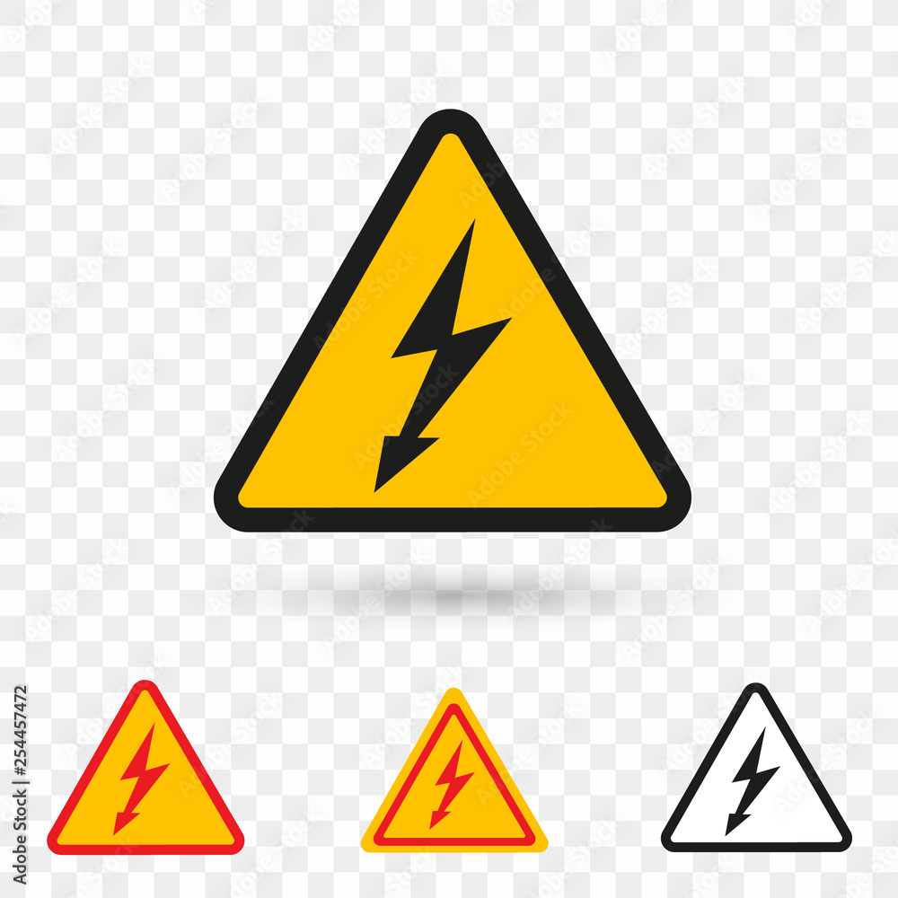 Danger symbol. Triangle on transparent background. Warning sign High ...