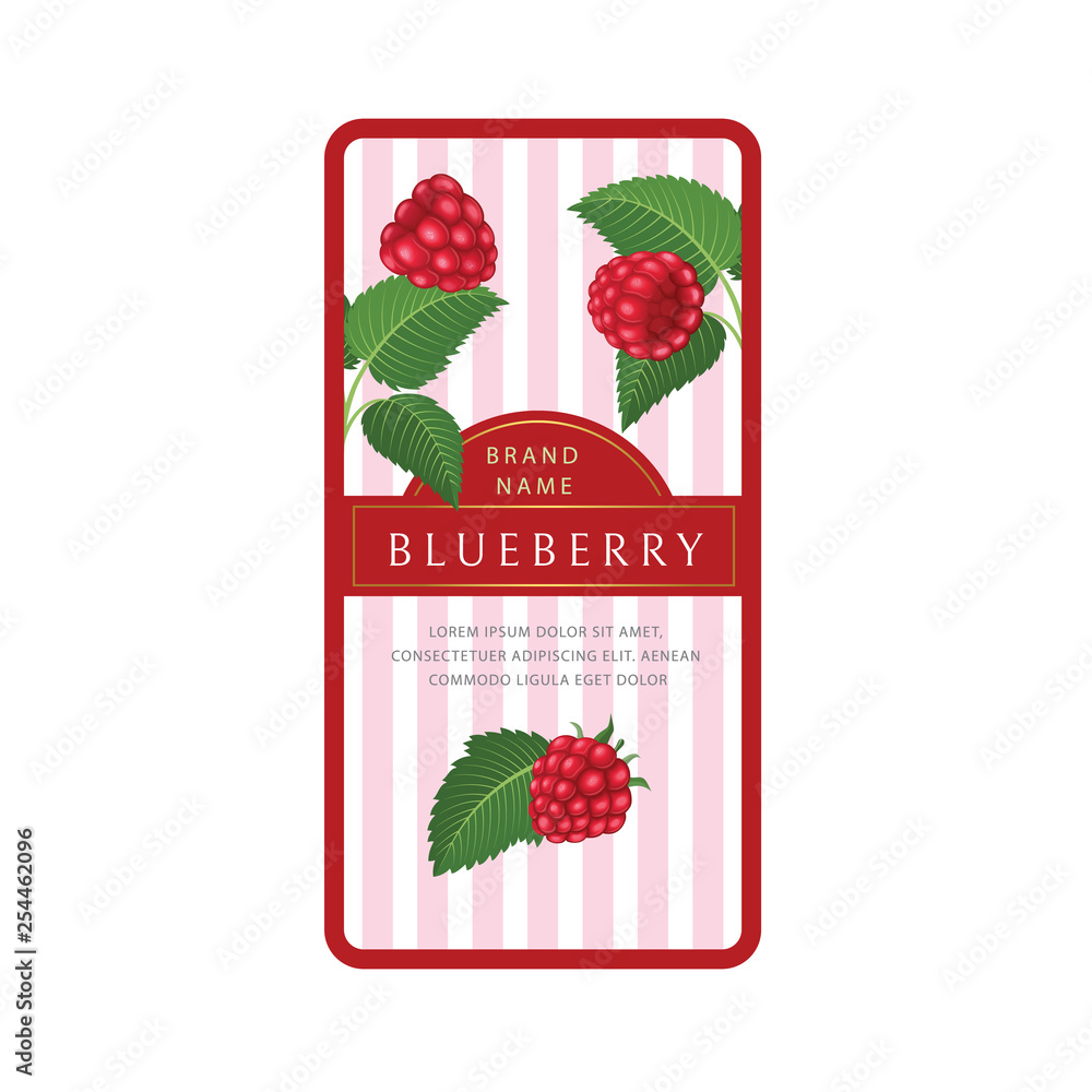 Vector raspberry label, can be used for jams, cosmetics and other ...