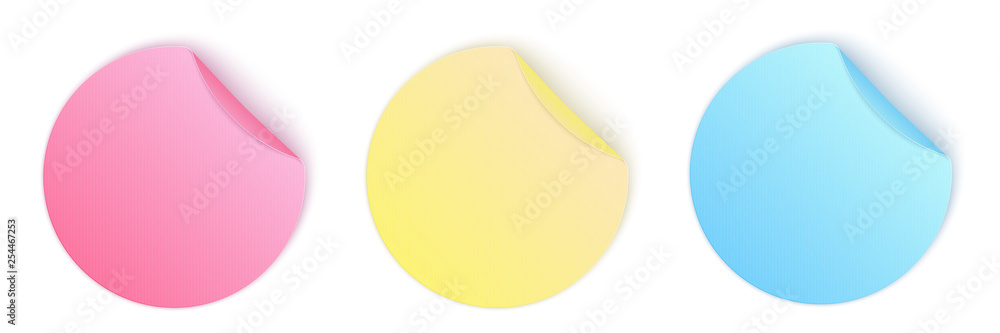 Creative vector illustration of round adhesive stickers with curved ...